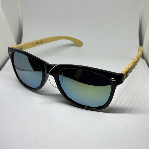 Accessories | Clubmaster Round Sunglasses Green Lens Wooden Frame ...